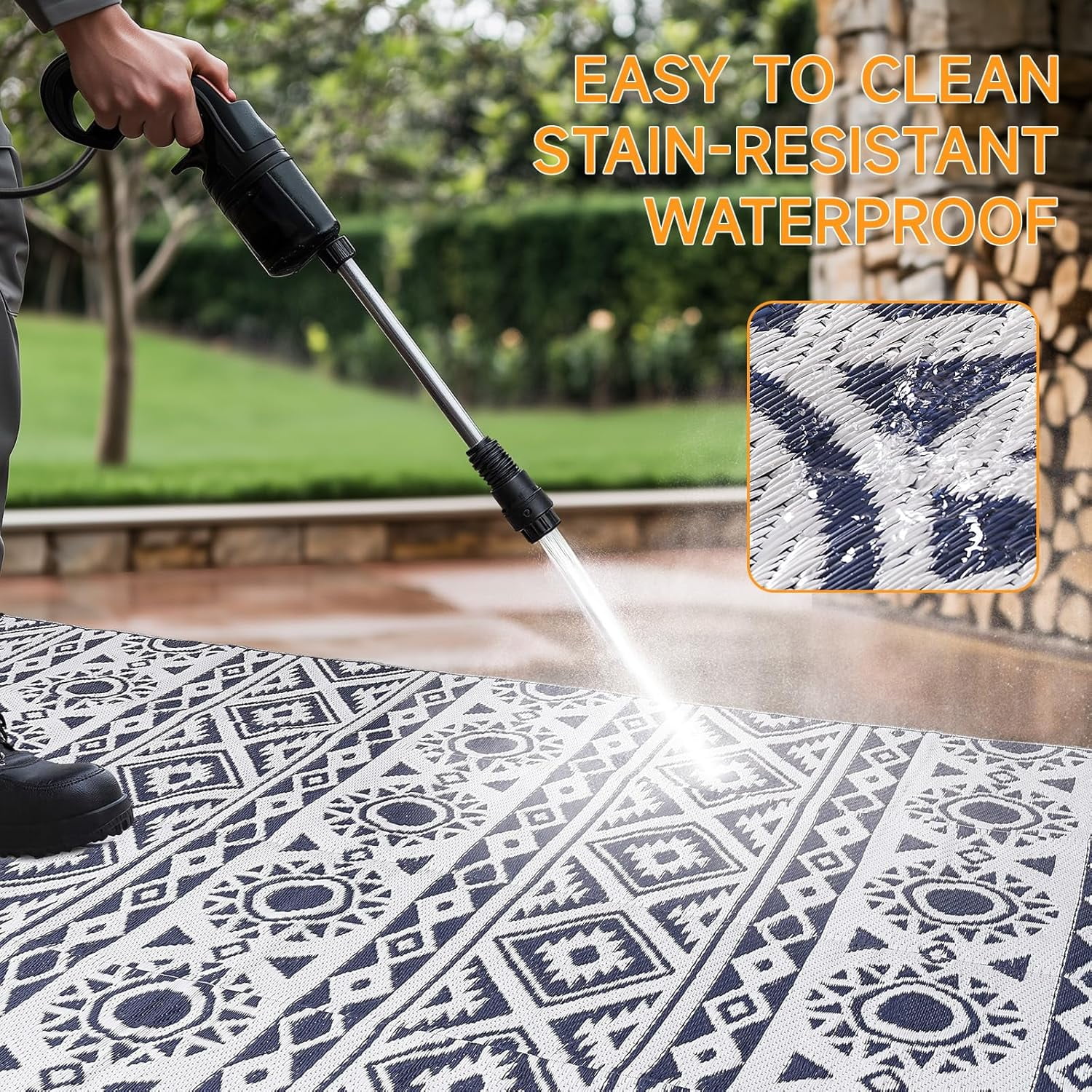VYIHBO Outdoor Rug Waterproof 5x8 ft Reversible Outdoor Plastic Straw ...