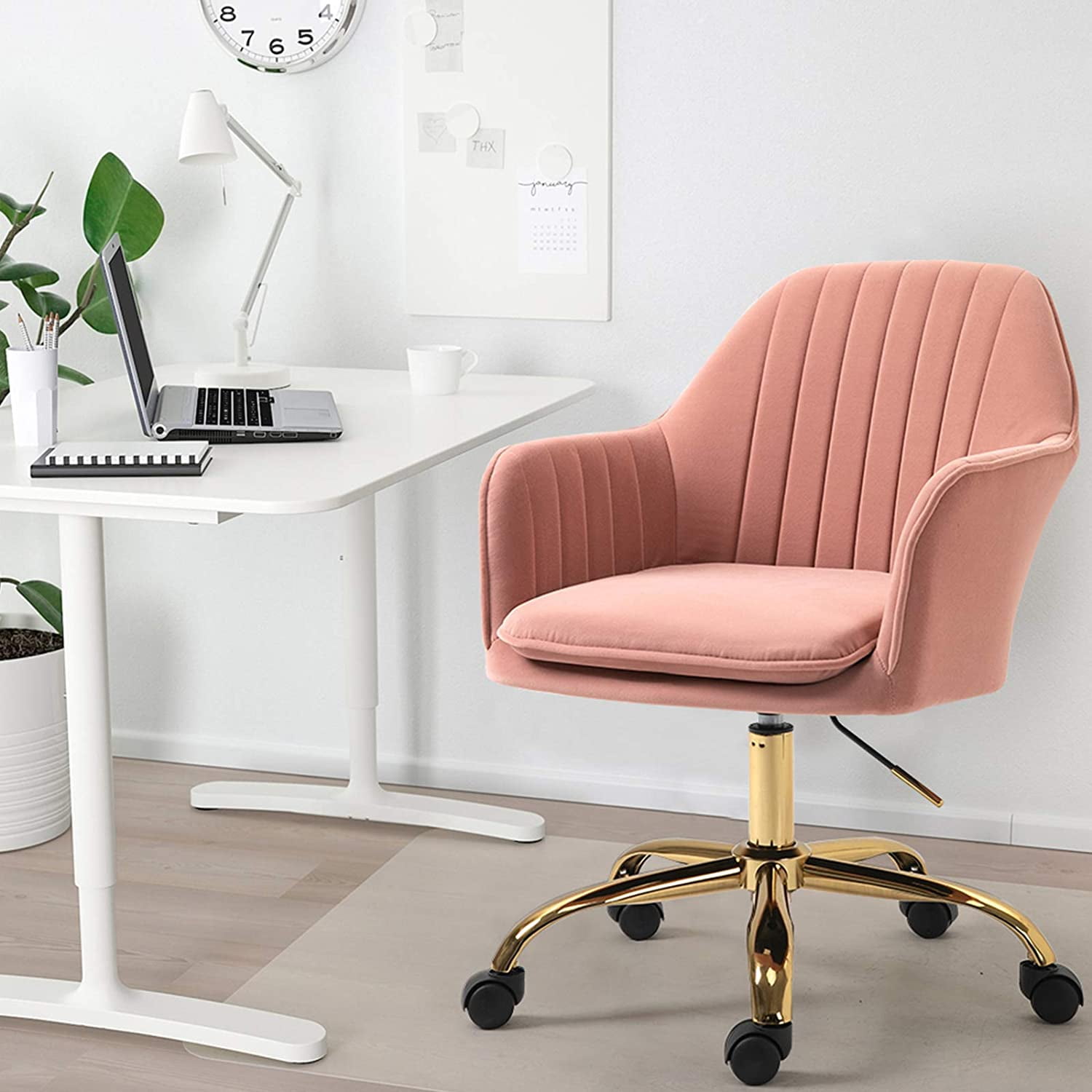 VYIHBO Pink Chair Cute Office Chair GUBUONIP Mid-Back Vanity Chair ...