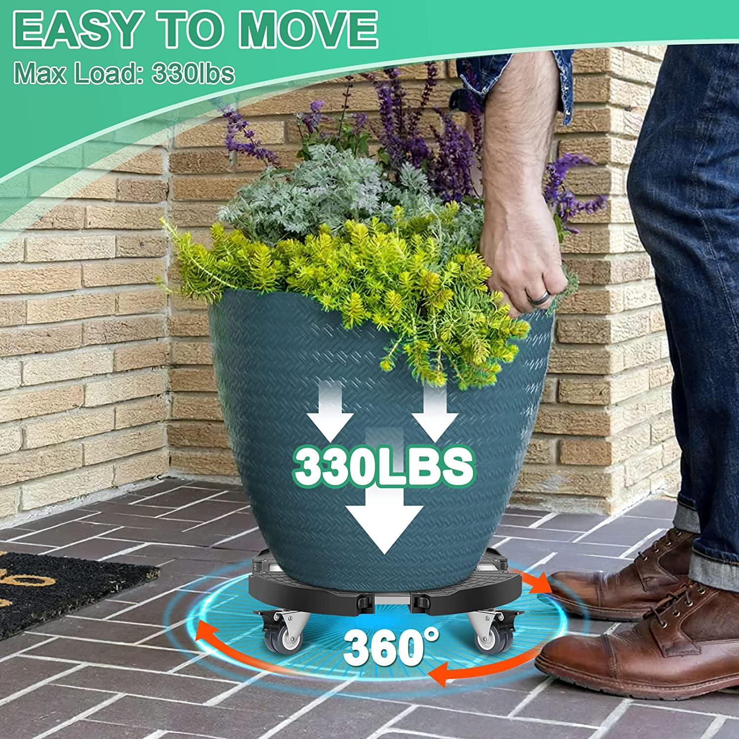 VYIHBO Plant Caddy with Wheels Heavy Duty 15-21" Adjustable Plant Stand ...