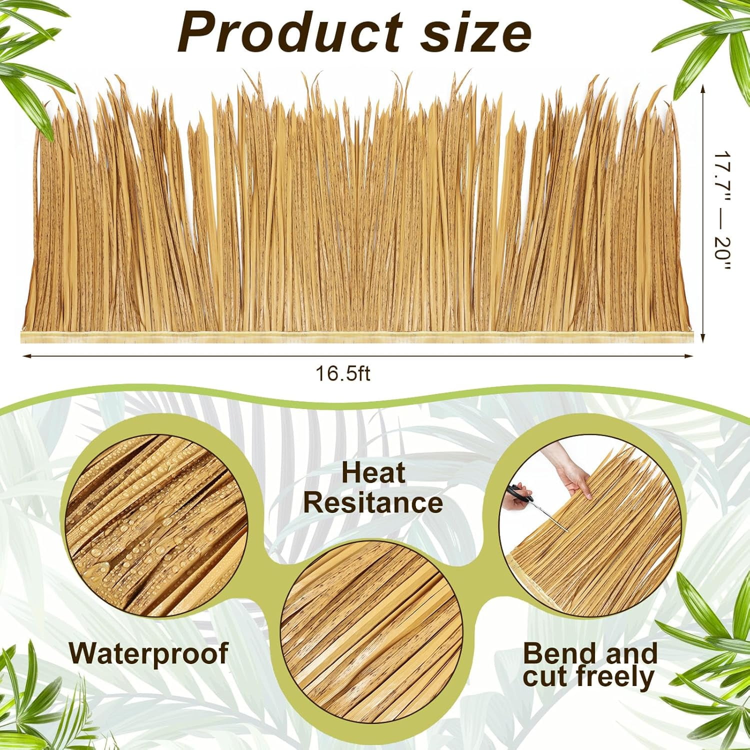 VYIHBO QWVGYUOP 16.5ft x 20in Thatch Roofing Mexican Hut Grass Skirting ...