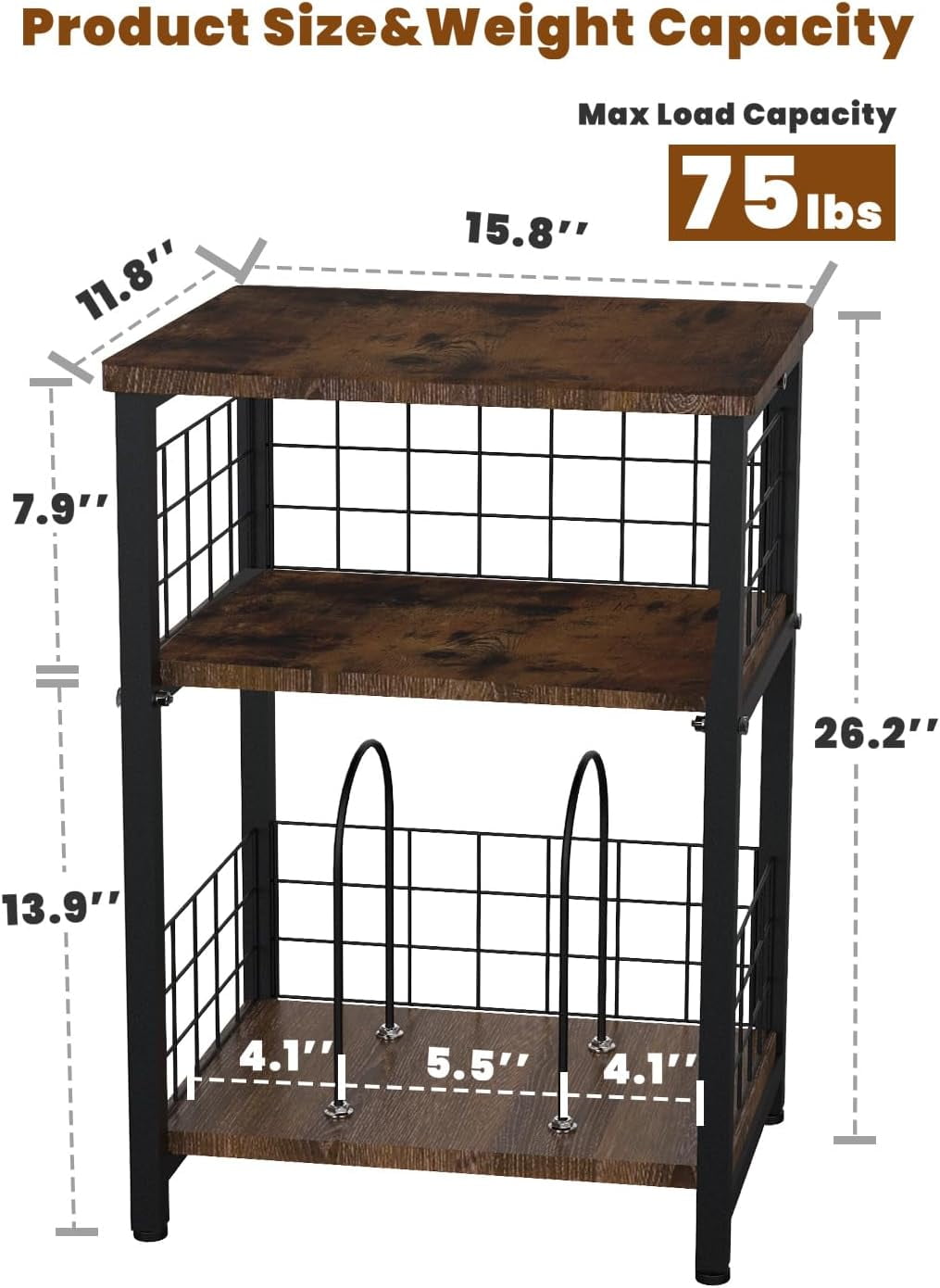 VYIHBO Record Player Stand 3 Tier End Table with Double Layer Iron Wire ...