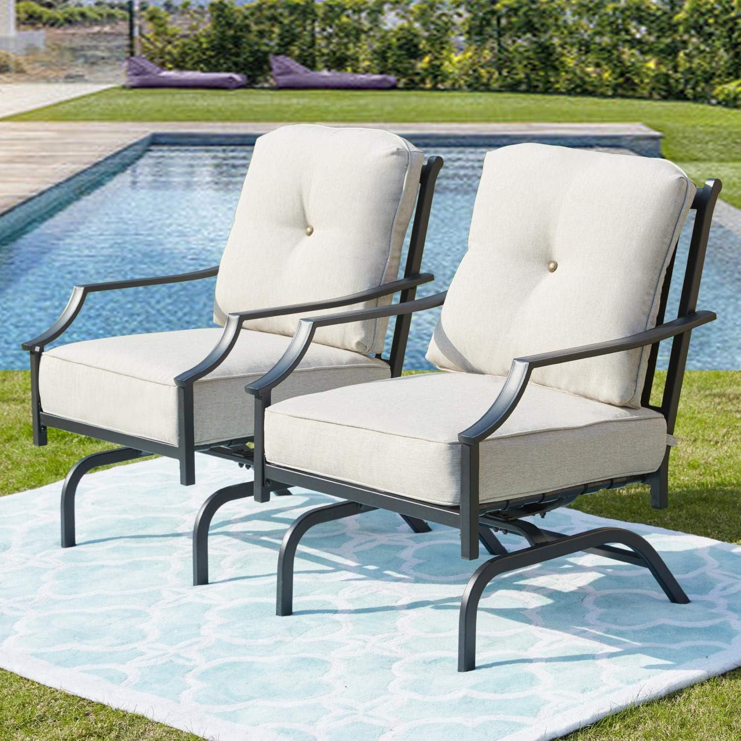 VYIHBO Rocking Patio Chairs Outdoor Metal Furniture Motion Spring Patio ...