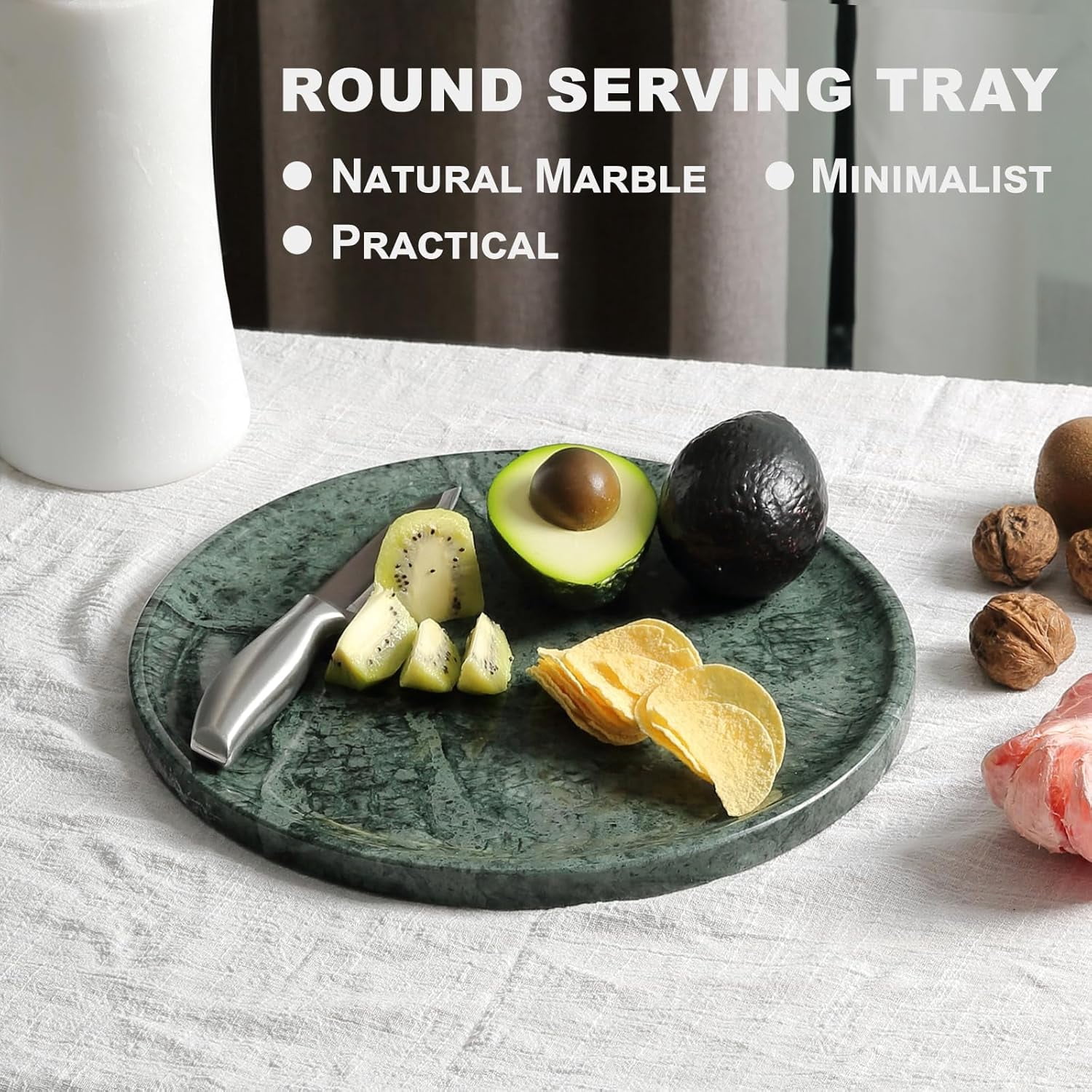 VYIHBO Round Marble Tray Bathroom Vanity Tray Countertop Red Travertine ...