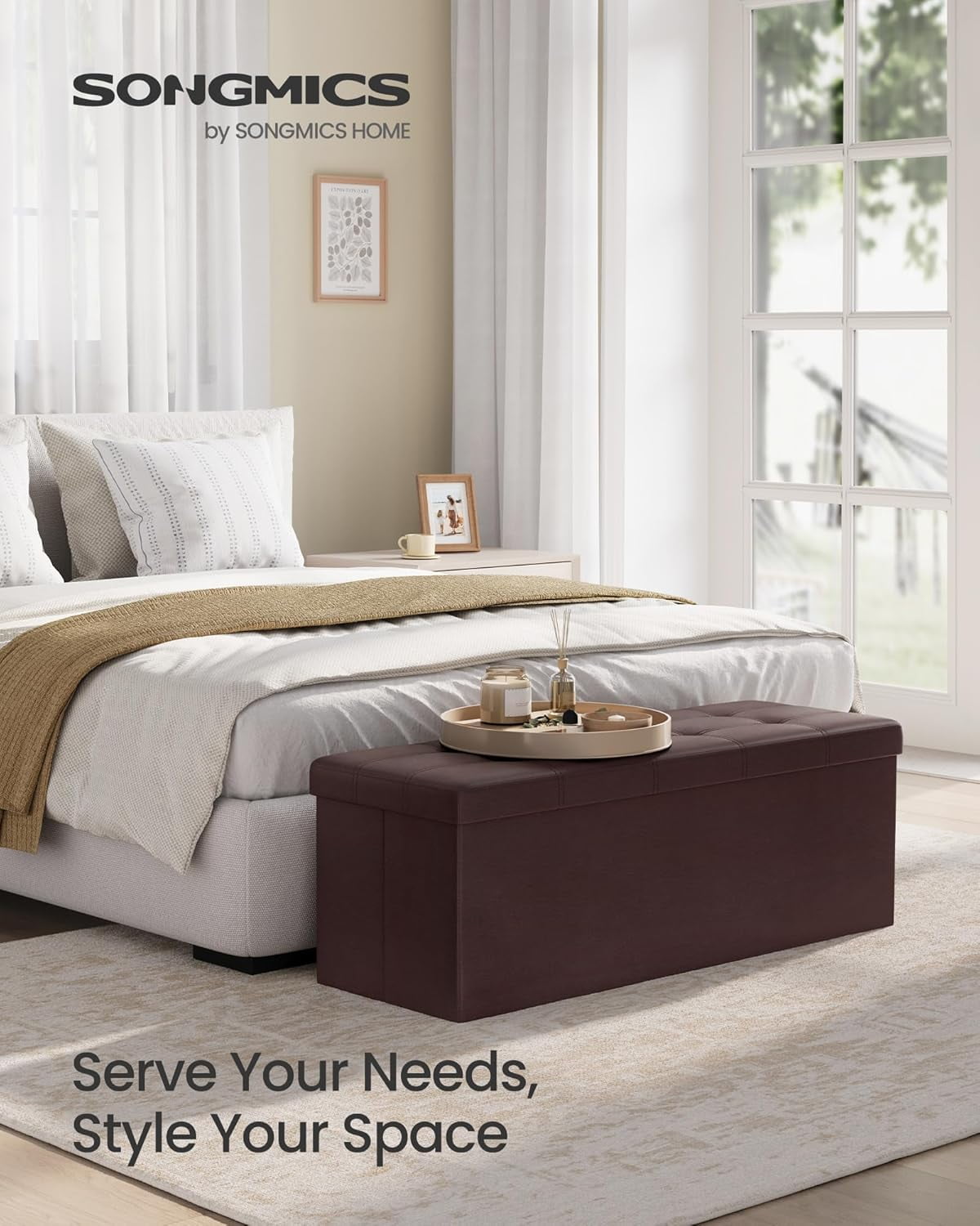 VYIHBO SONGMICS MAZIE Collection - 30 Inches Folding Storage Ottoman Bench Ottoman with Storage ...