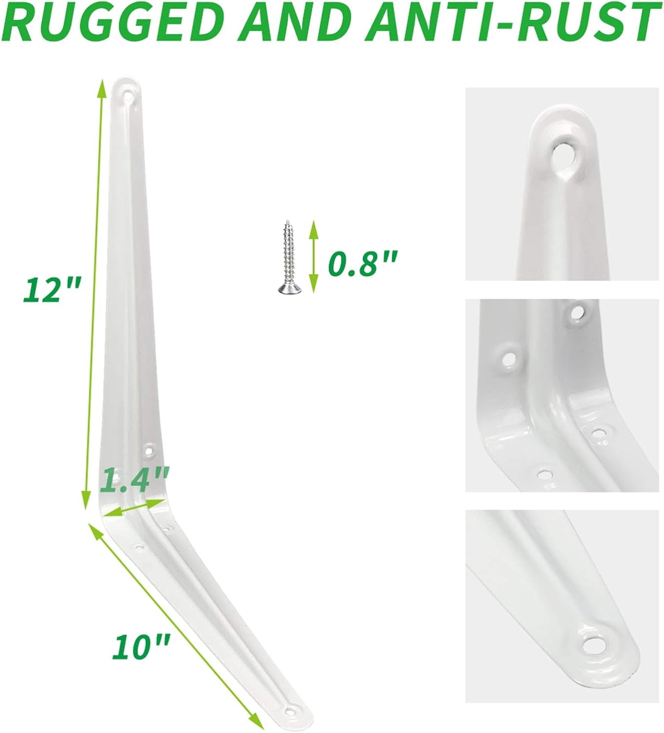 VYIHBO Shelf 10 Inch 20 Pack White Metal Heavy Duty L Adjustable ...