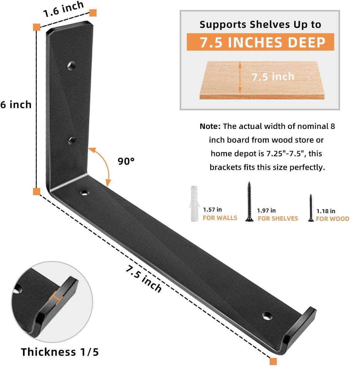 VYIHBO Shelf 10 Inch Heavy Duty Black Metal Floating Shelf Bracket ...
