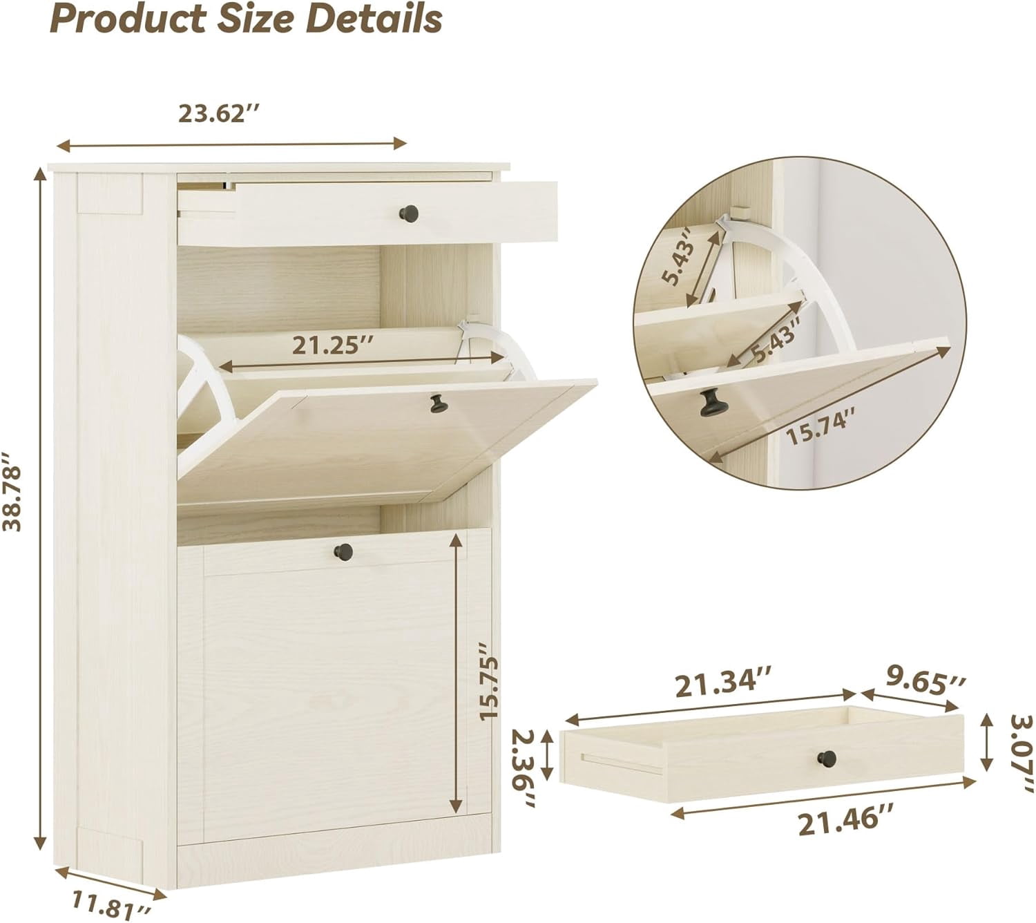 VYIHBO Shoe Cabinet with 2 Flip Drawers Slim Freestanding Hidden Shoe ...