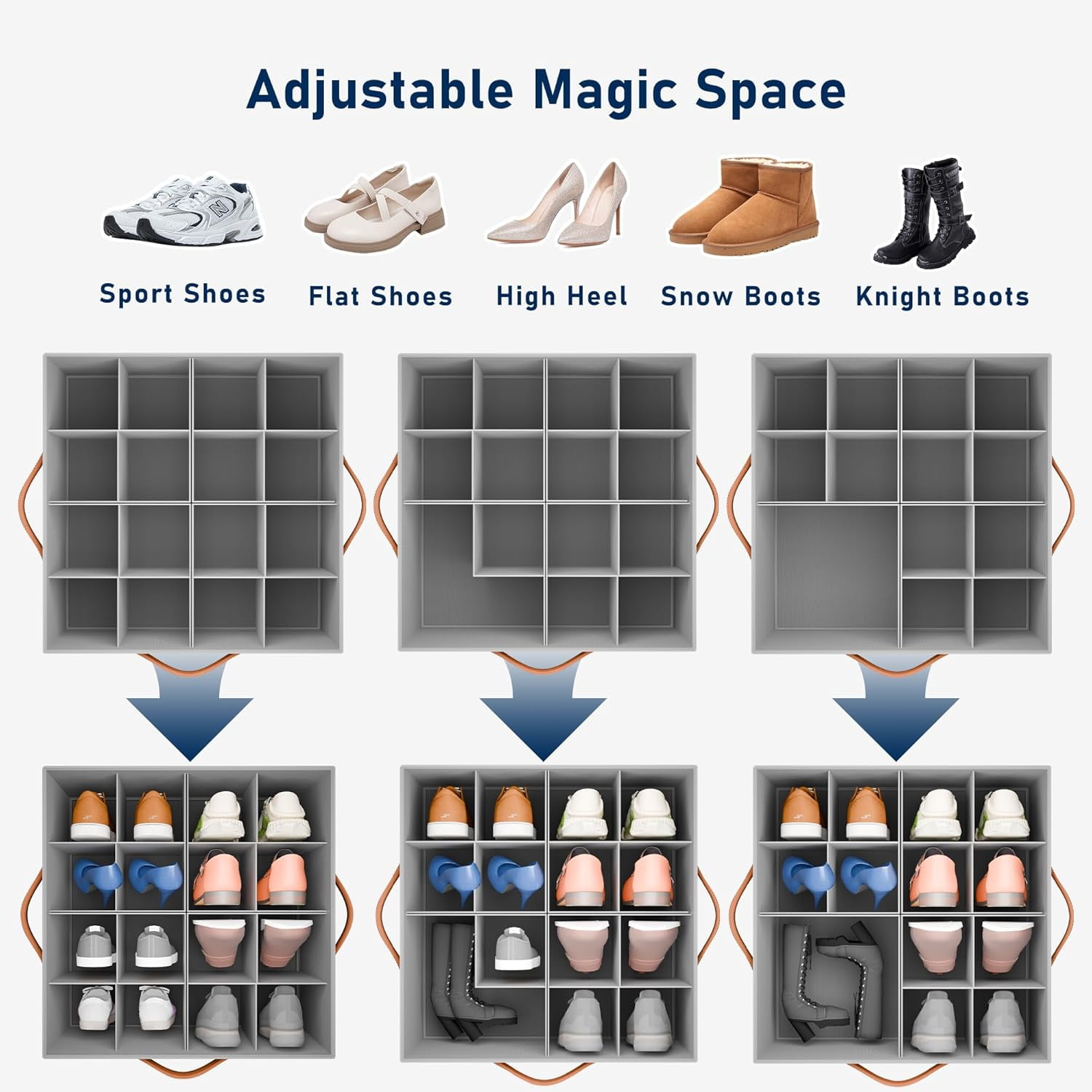 VYIHBO Shoe Organizer for Closet Fabric Shoe Storage Bins with Clear ...