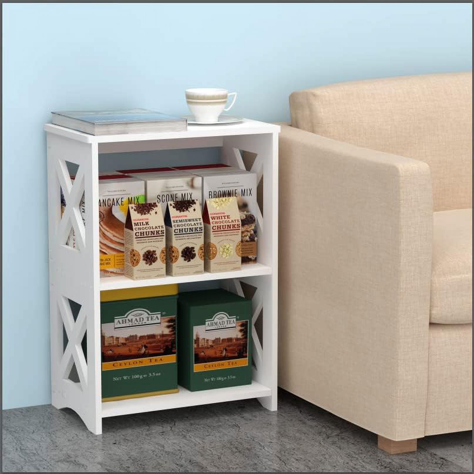 VYIHBO Side Table Narrow End Table with Storage Shelf Minimalist ...