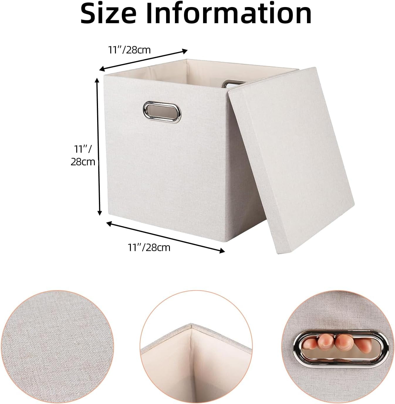 VYIHBO Storage Bins with Lids Collapsible Linen Fabric Boxes Organizer ...