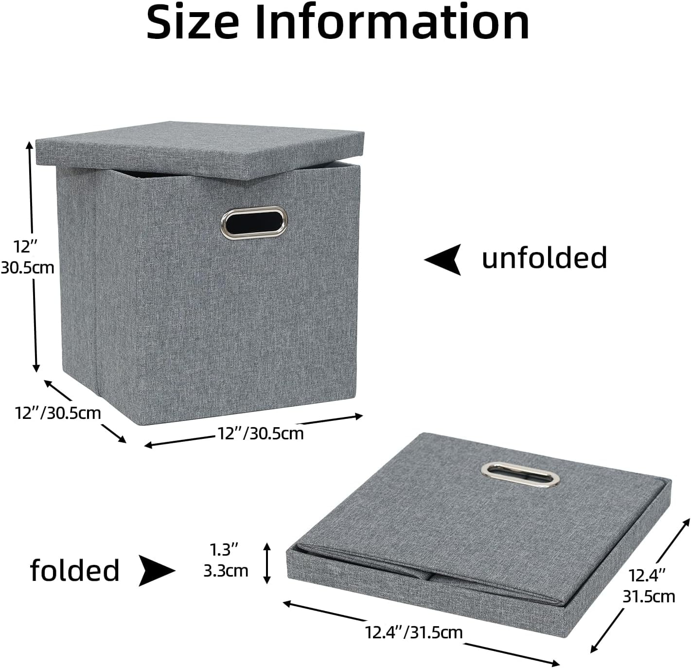 VYIHBO Storage Bins with Lids Collapsible Linen Fabric Boxes Organizer ...