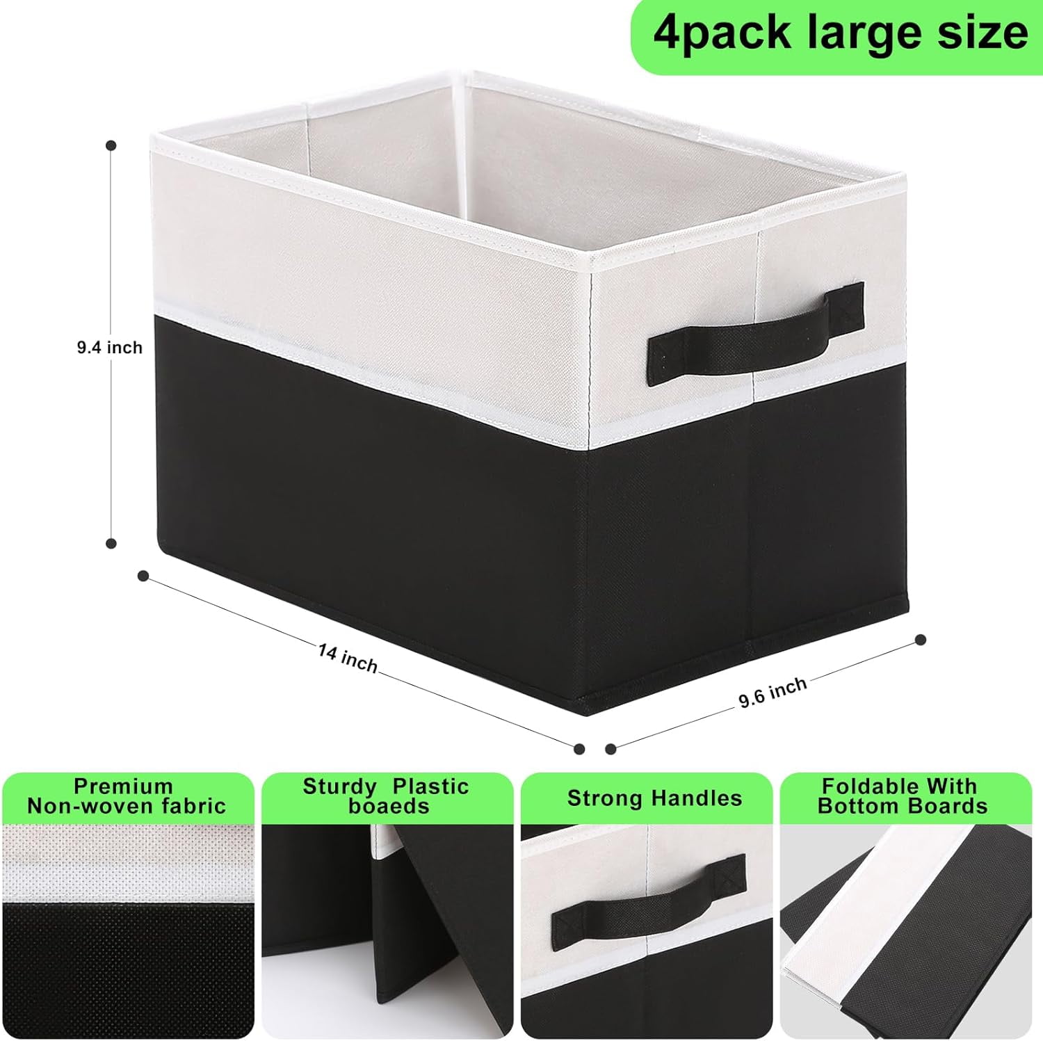 VYIHBO Storage Boxes [4 Pack] Foldable Storage Basket Fabric Closet ...