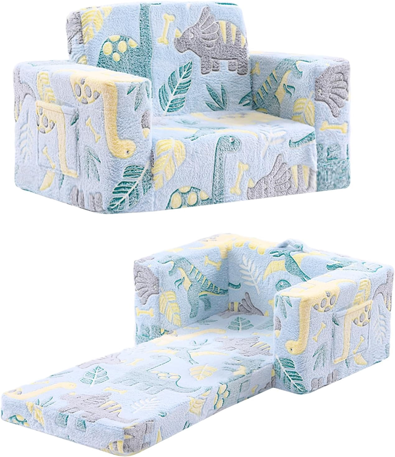 VYIHBO Toddler Chair Couch 2-in-1 Toddler Soft Sherpa Couch Fold Out ...