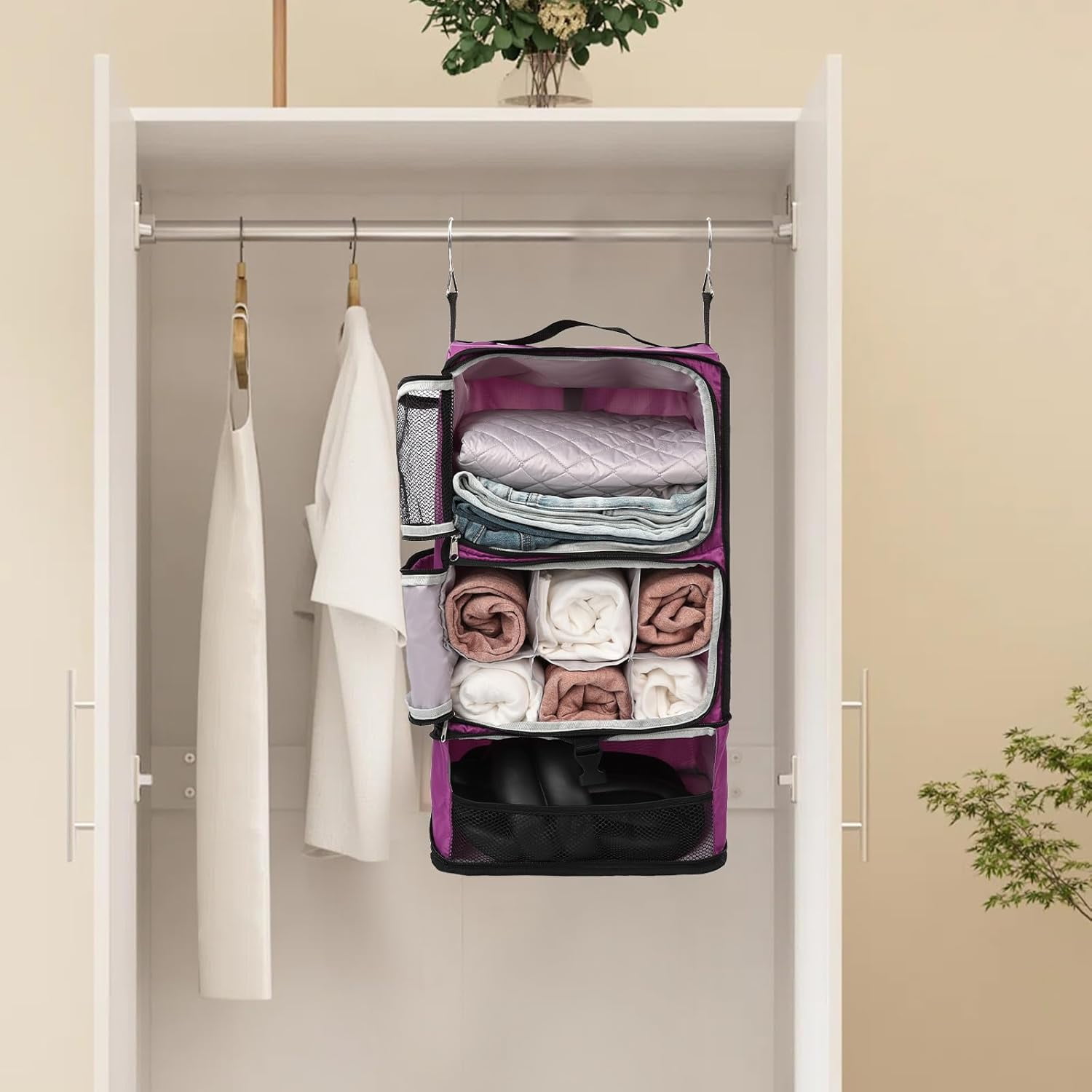 Hoipo Travel Portable Hanging Shelves Closet Organizer Packing Luggage ...