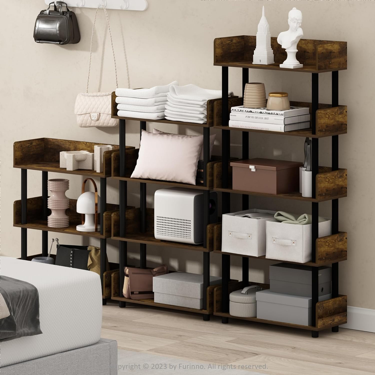 VYIHBO Turn-N-Tube 4-Tier Toolless Display Rack Amber Pine/Black ...