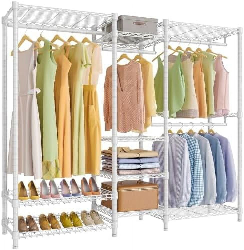 VYIHBO V8i Wire Garment Rack Heavy Duty with Adjustable Shelves & Shoes ...