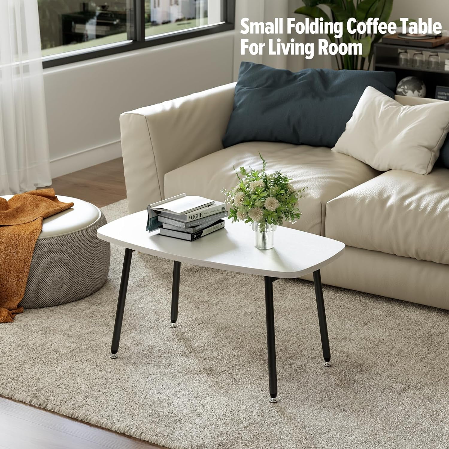 VYIHBO WOHOMO Folding Coffee Table White Small Coffee Tables for Room ...