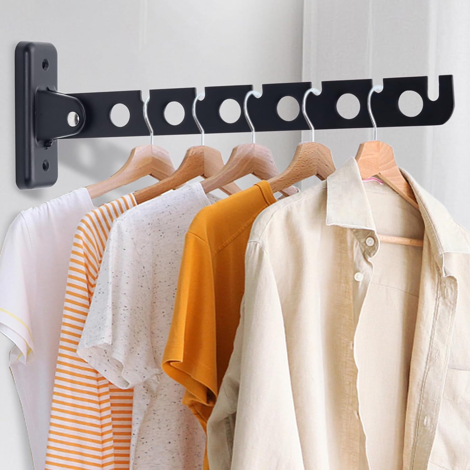 VYIHBO Wall Mounted Clothes Rack Laundry Room Hanging Rack Retractable ...