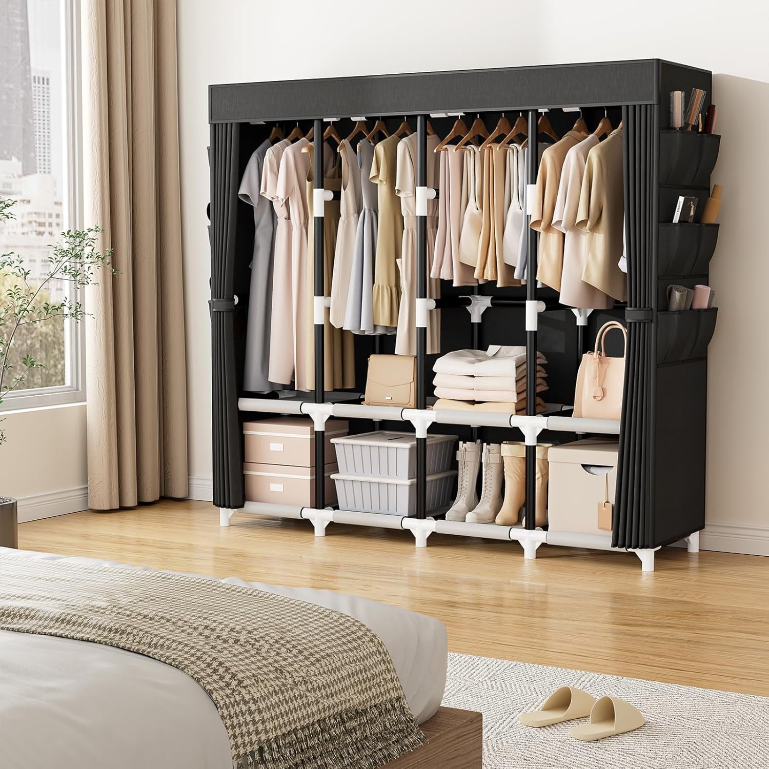 VYIHBO Wardrobe Closet 25mm Steel Tube Sturdy Portable Closet for ...