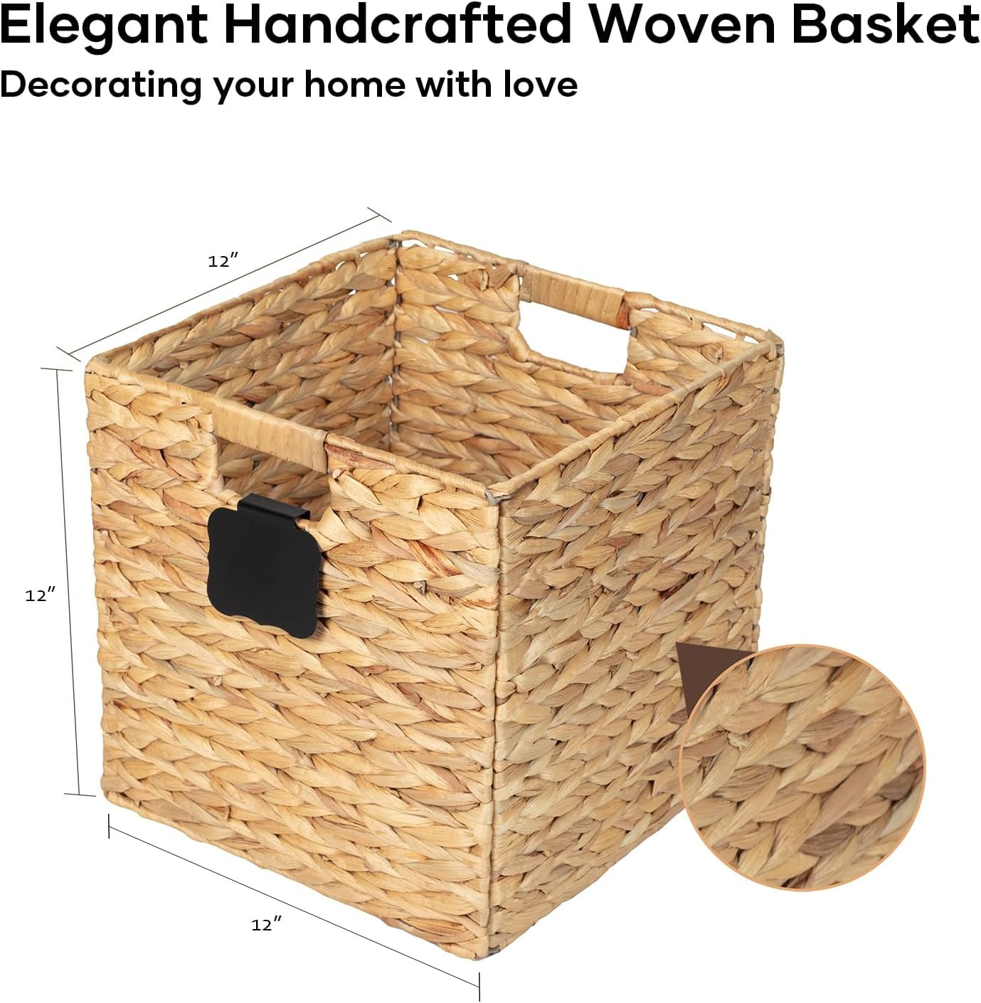 VYIHBO Wicker Storage Basket 12x12 Foldable Water Hyacinth Storage ...