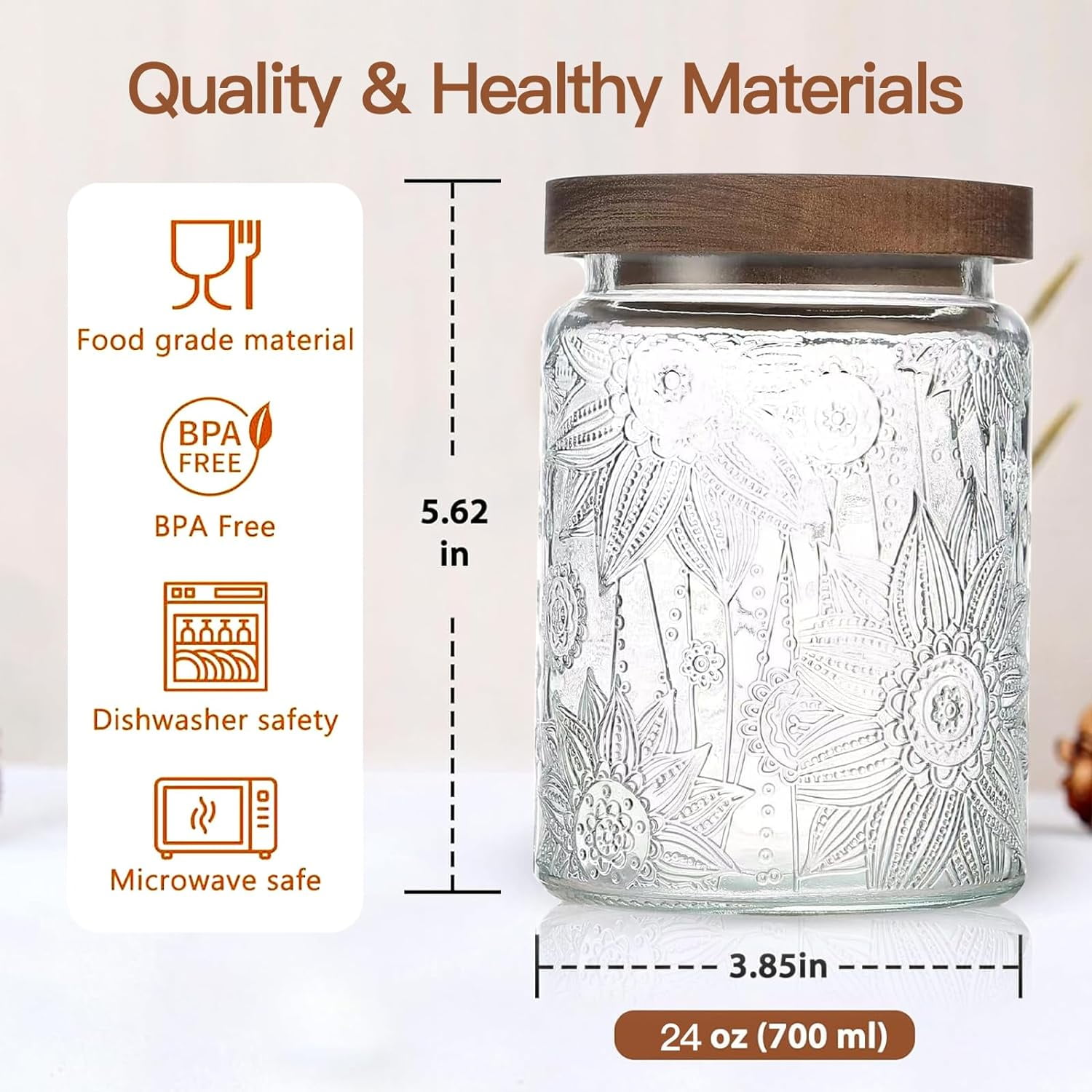 VYINO 24 OZ Airtight Storage Jar with Bamboo Lid - Vintage Jar Vintage ...