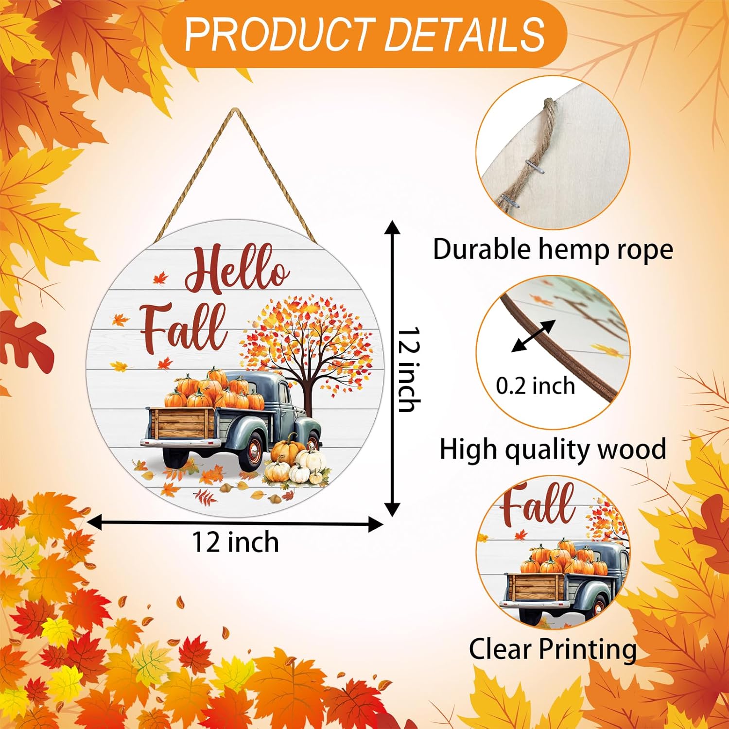 VYINPMY Fall Decorations for Home Fall Door Decor Truck Wall Decor ...