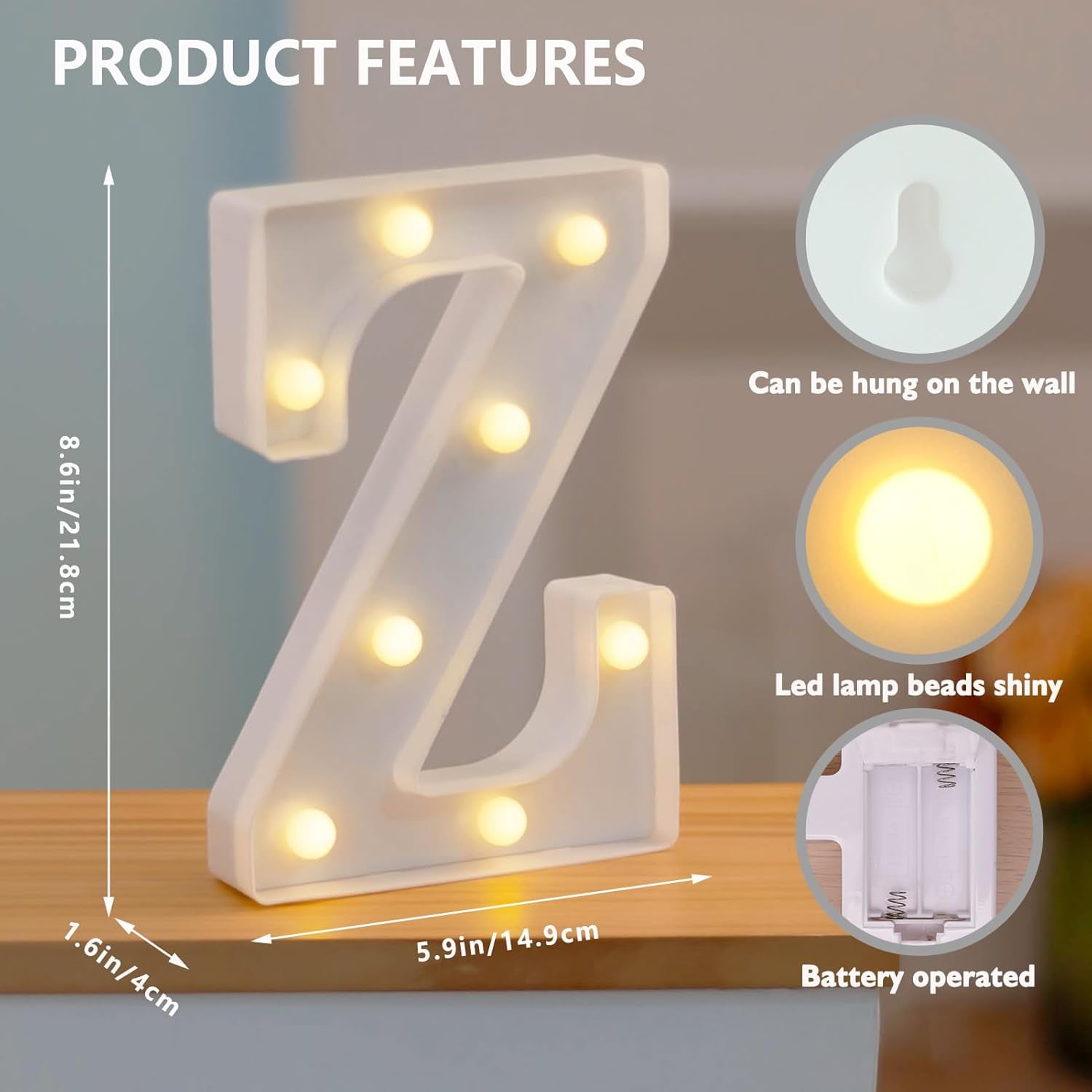 VYINPMY LED Marquee Letters White 26 Alphabet Light Up Letters Battery ...