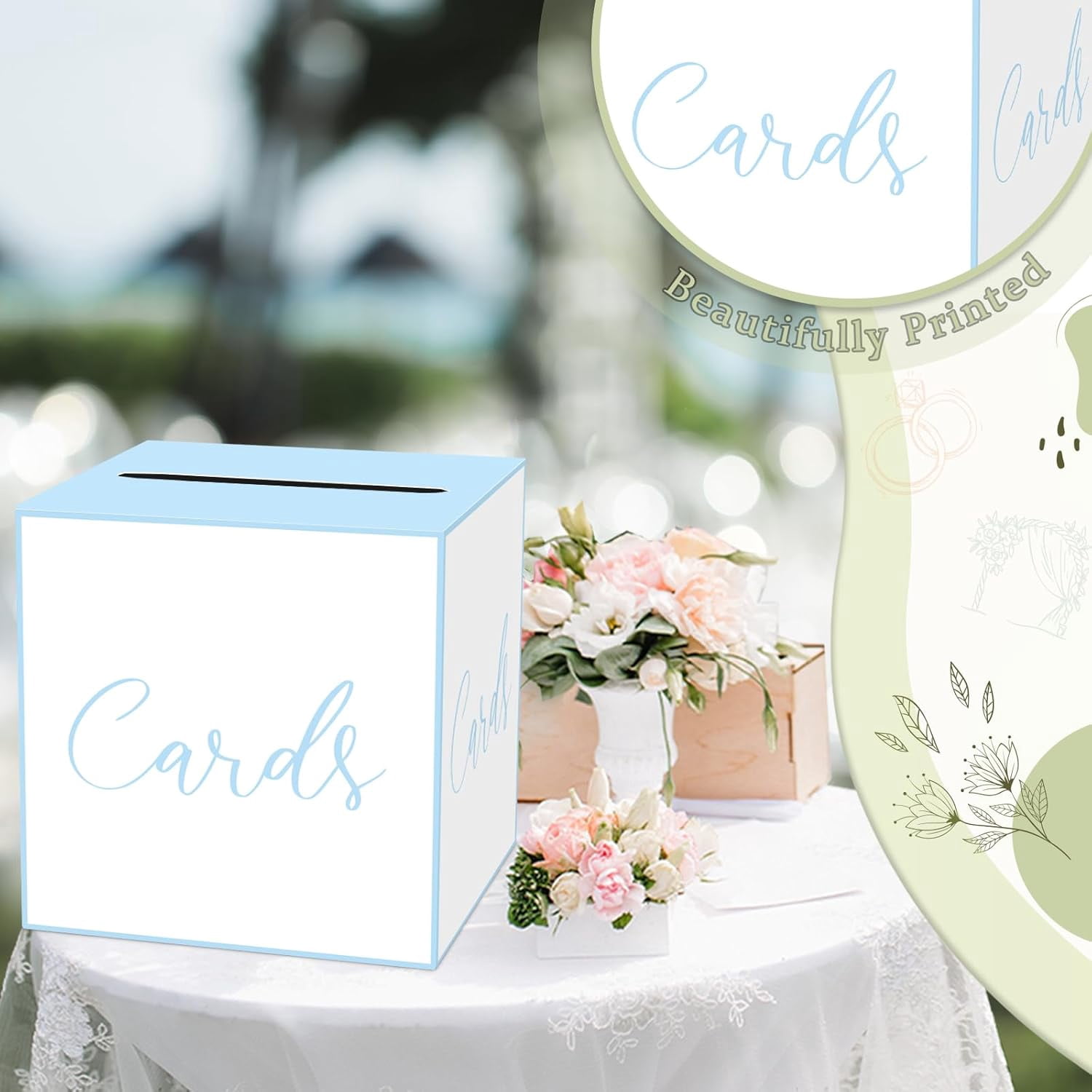 VYINPMY White Gold Cards Box for Birthday Wedding Bridal or Baby Shower ...