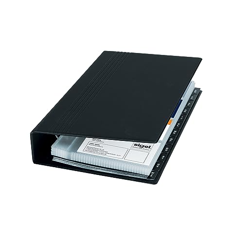 VZ300 Business Card Organiser, one row, black, matt, with 25 clear ...