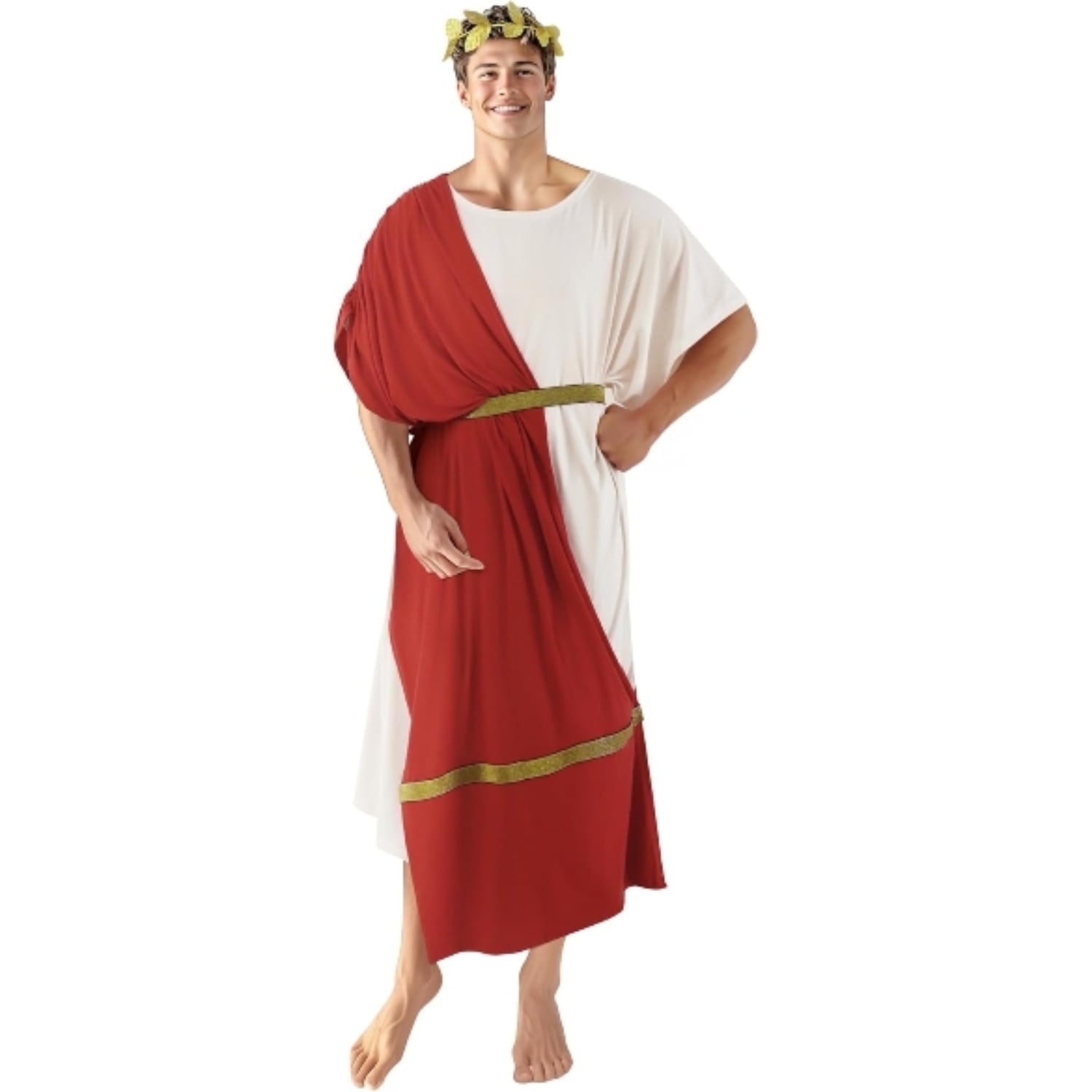 Adult Greek Toga God Costume, White Roman Deluxe Halloween Cosplay ...