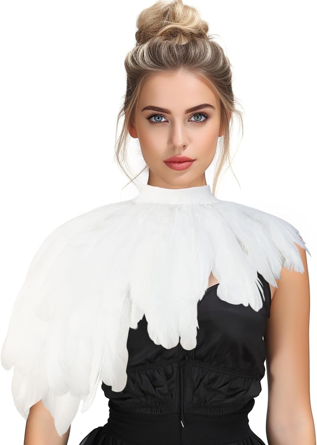 VZQI Feather Cape Shawl Costume Black Witch Wings Collar Adult Crow ...