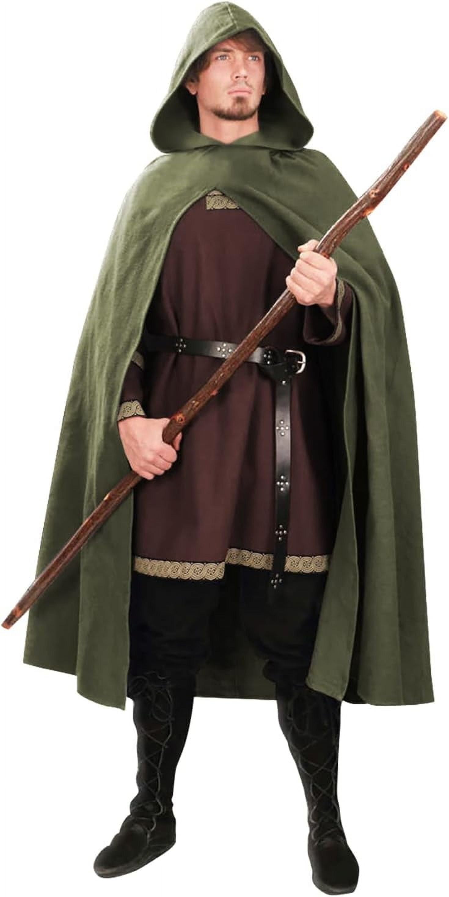 VZQI Renaissance Cloak with Hood Medieval Costume Men and Women Cape ...