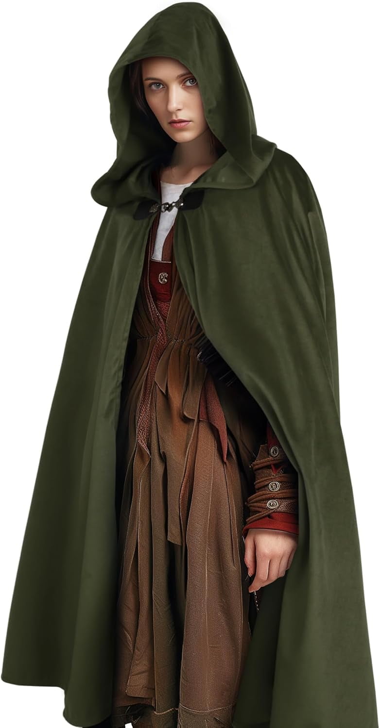 VZQI Renaissance Hooded Cloak Costume Medieval Cosplay Wizard Witch ...