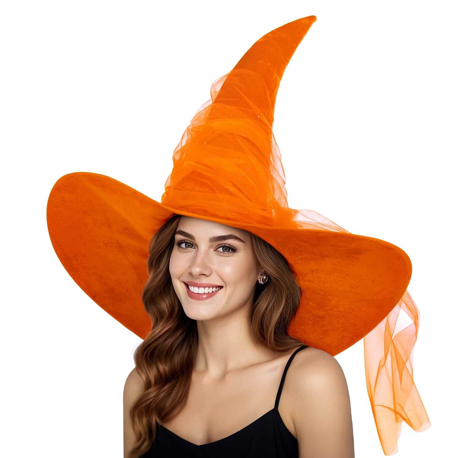 Witch Hat Adult Halloween Costume Accessories with Sparkling Tulle (1 ...