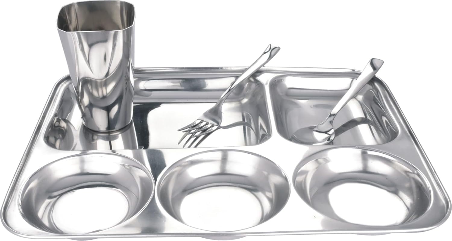 Va Sun Stainless Steel Partitioned PlatesDinner SetBhojan PatraPav ...
