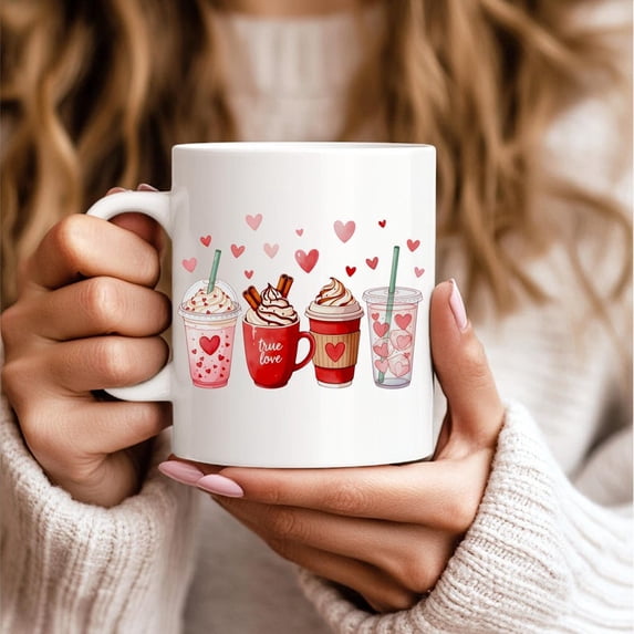 VaL1entine's Day Coffee Mug, Heart Drinks Coffee Lover Gift for Her ...