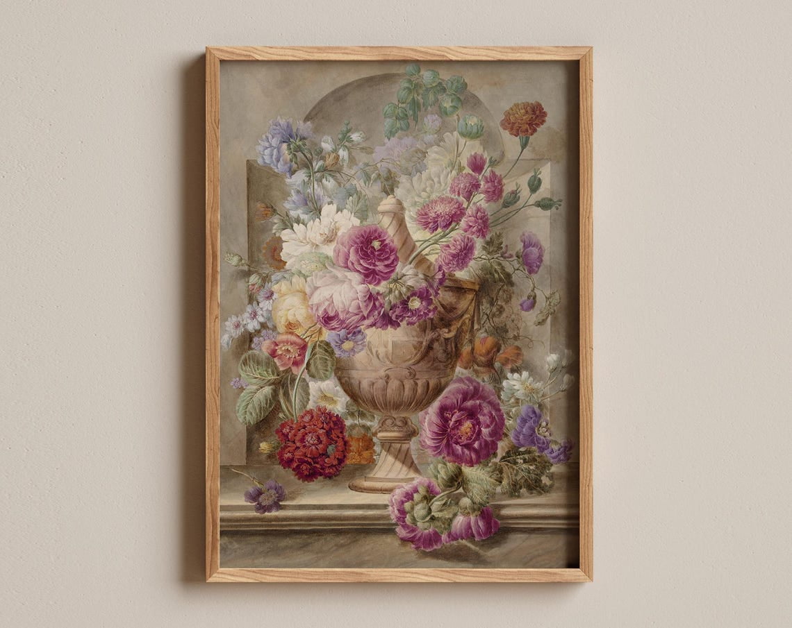 Vaas Met Bloemen Plakat, Pieter Van Loo Painting, Dutch Floral Still ...