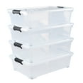 Vababa 25 L Under Bed Clear Plastic Storage Bins with Lid, Set of 4 ...