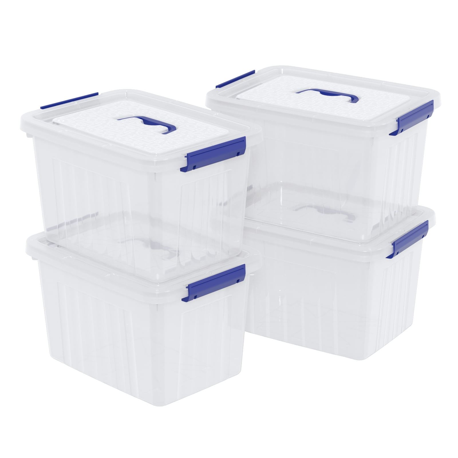 Vababa 4-Pack 10 L Clear Plastic Latch Storage Boxes with Lids ...