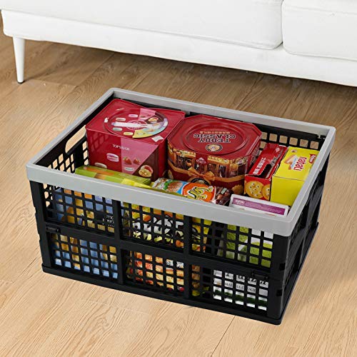 Vababa 42 L Plastic Stackable Collapsible Storage Crate, 3-Pack ...