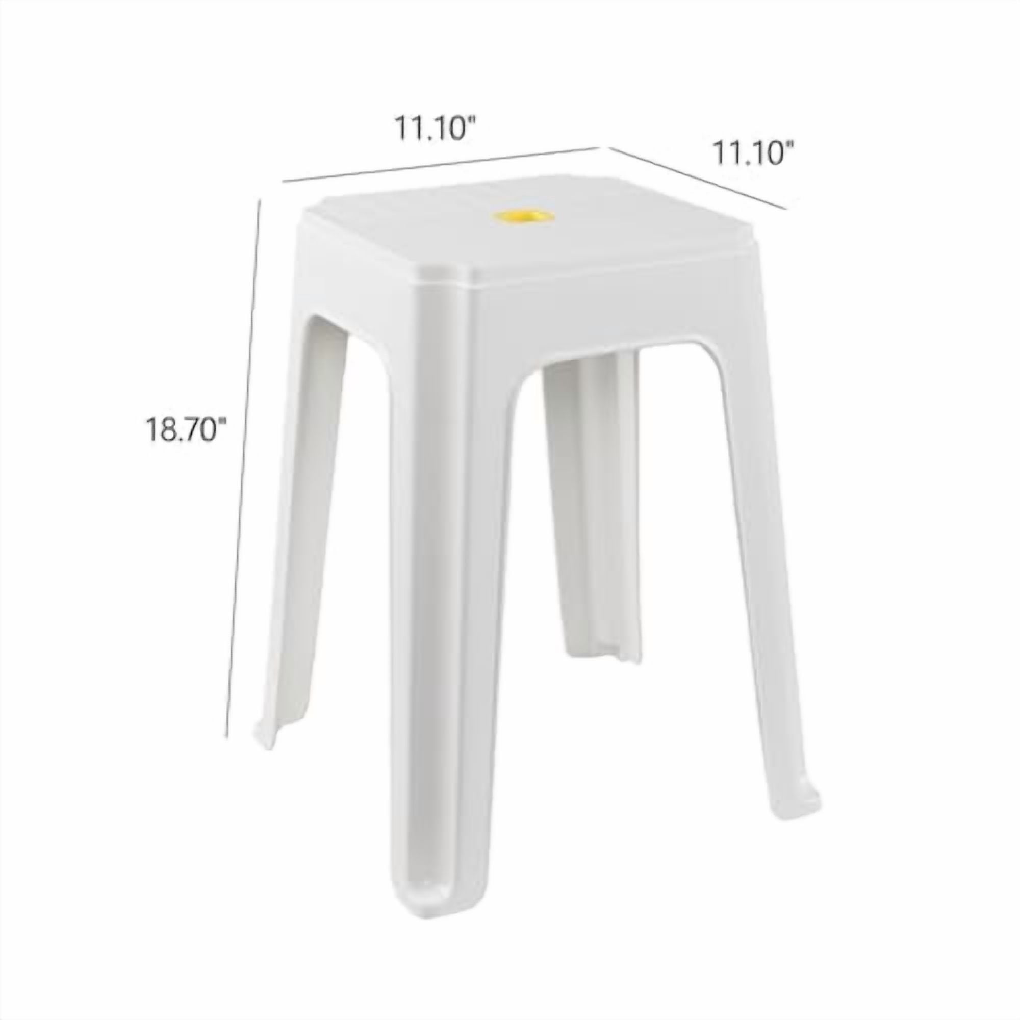 Vababa 6 Pack 18.7 Inch White Plastic Stackable Stools with Square Seat, Plastic Stack Nesting ...