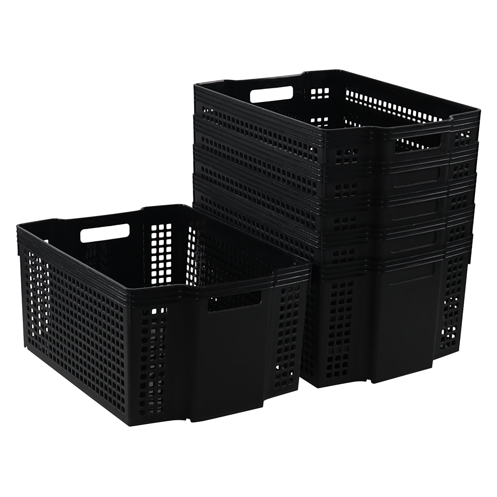 Vababa 6-Pack Large Storage Basket, Stacking Plastic Rectangle Storage ...