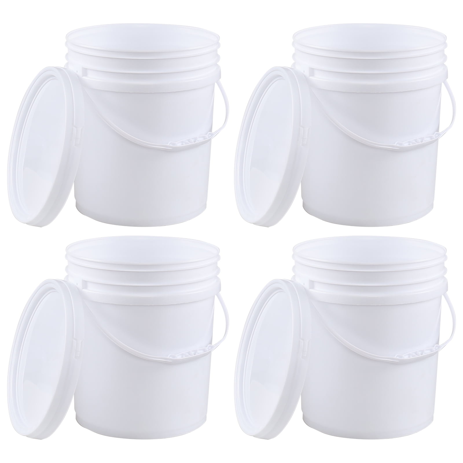 Vababa 7 Gallon Plastic Food Storage Pail with Handle, 4 Pcs Utility ...