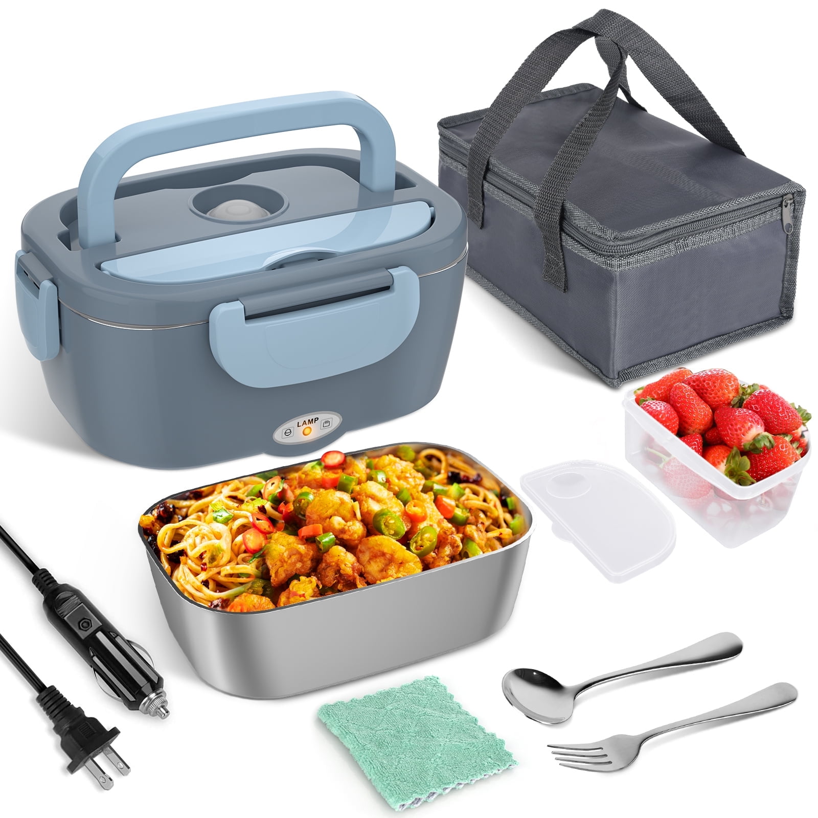 Vabaso Electric Lunch Box 60-80W, 12V/24V/110V Portable Food Warmer ...