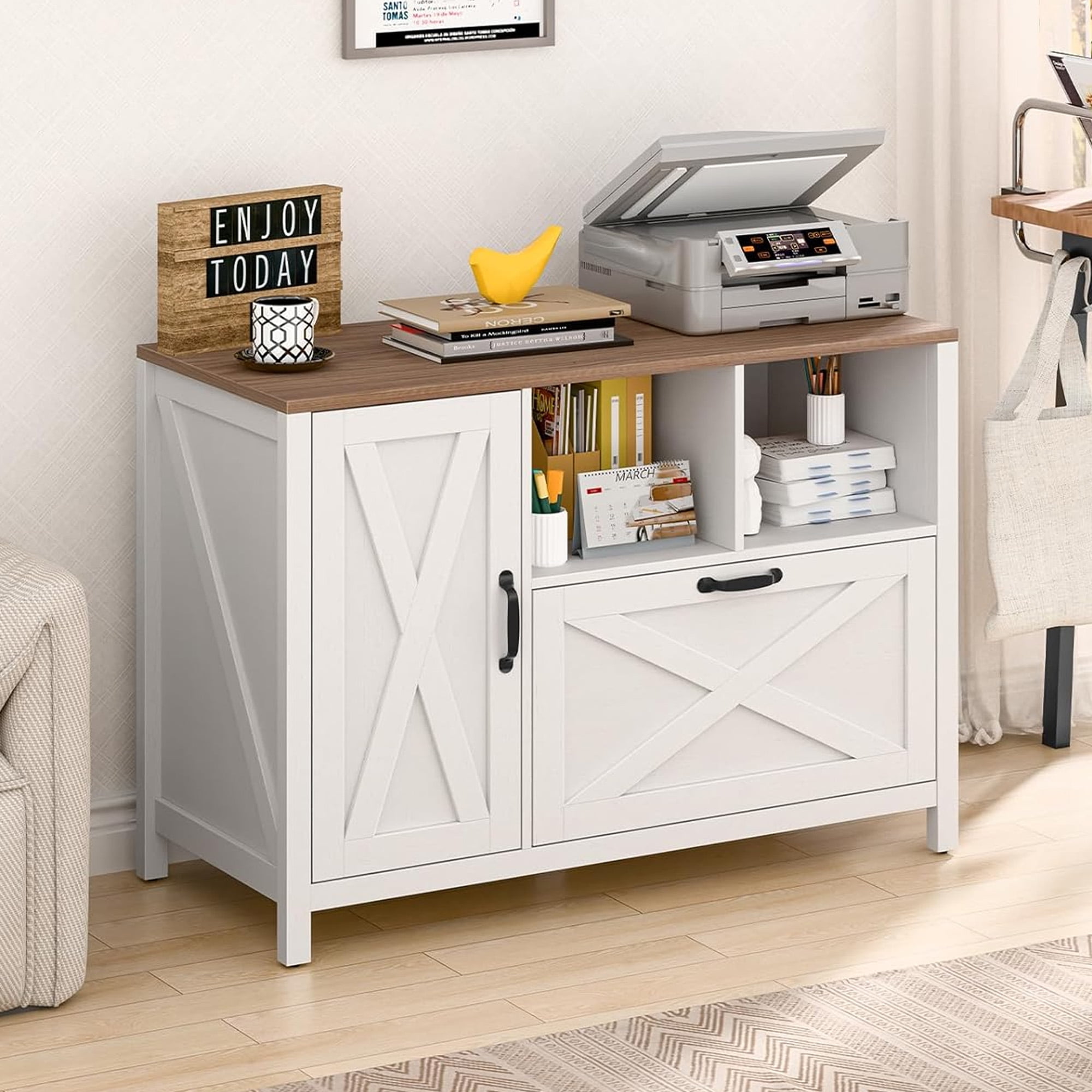 Vabches 2 Drawer Lateral File Cabinet,Mobile Wood office Cabinet for ...