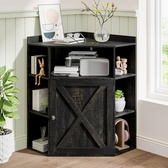 Vabches Corner Storage Cabinet, Farmhouse Buffet Sideboard with Power ...