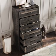 ACCOHOHO 6 Drawer Dresser for Bedroom, Farmhouse 46" High Wooden ...