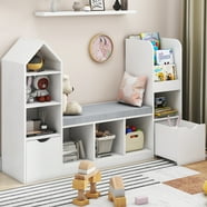 Homfa Kids Bookshelf: 6-Shelf Bookcase with Reading Nook & Child's Toy ...