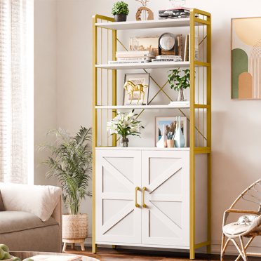 OXYLIFE Tall Shelf Black Bookshelf Room Unit, Display Cabinet with ...