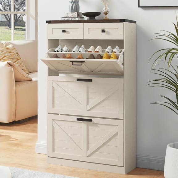 Betterhood Shoe Cabinet for Entryway with 2 Flip Drawers, Slim ...